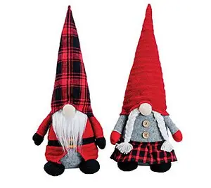 SANTA'S WORKSHOP 13' Buffalo Plaid Gnomes, Set F 2 - One-color