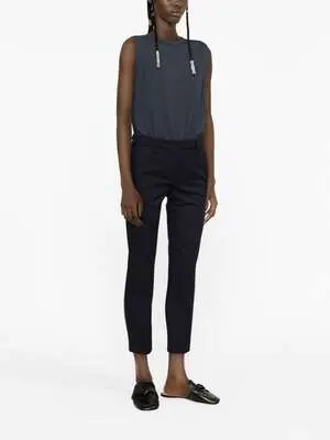 Brunello Cucinelli Cropped Stretch-cotton Tailored Trousers