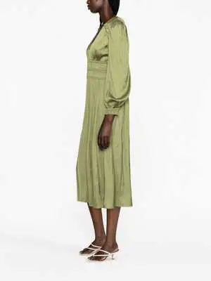 Maje Satin Ruffle-trimmed Midi Dress