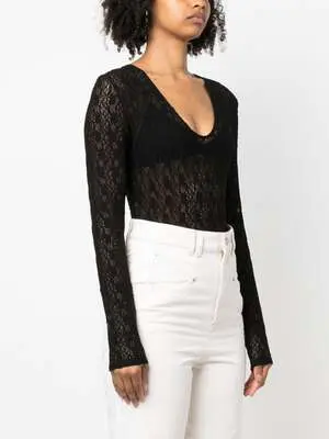 Maje Round-neck Lace Bodysuit