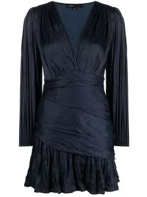 Maje Long-sleeved Draped Minidress - Blue