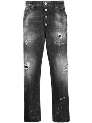 Dsquared2 Distressed Tapered Jeans - Black