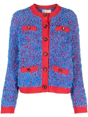 Tory Burch Ruffled Button-up Cardigan - Blue