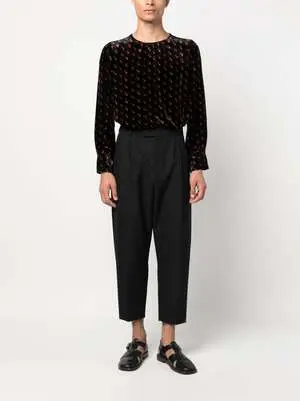PIERRE-LOUIS MASCIA Velour Graphic-print Blouse - Black