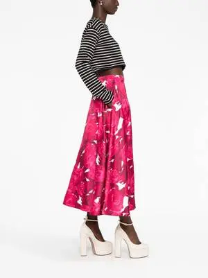 Valentino Garavani Rose-print Midi Skirt