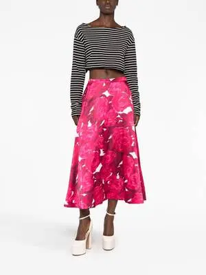 Valentino Garavani Rose-print Midi Skirt