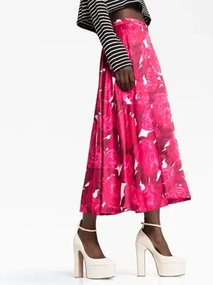 Valentino Garavani Rose-print Midi Skirt
