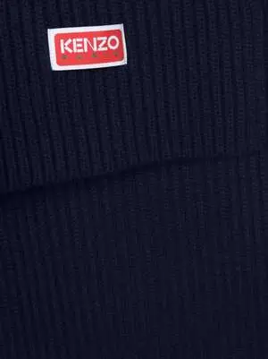Kenzo Logo-patch Ribbed-knit Scarf