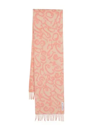 Acne Studios Abstract-pattern Fringed Scarf - Pink