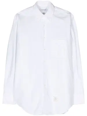 Thom Browne Logo-patch Cotton Shirt - White