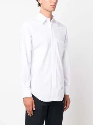 Thom Browne Logo-patch Cotton Shirt - White