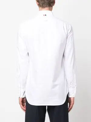 Thom Browne Logo-patch Cotton Shirt - White