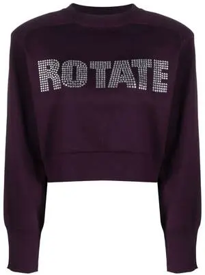 Remain Birger Christensen Rhinestone-embellished Logo-appliqué Sweatshirt - Purple