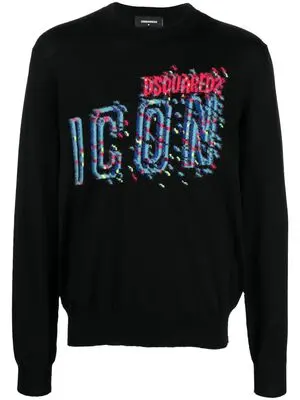 Dsquared2 Intarsia-knit Logo Jumper - Black