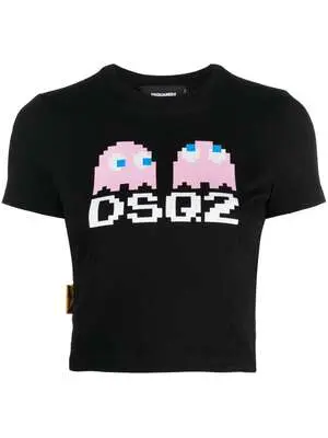 Dsquared2 Cropped Pac-man Graphic T-shirt