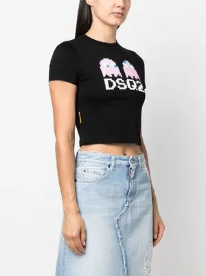 Dsquared2 Cropped Pac-man Graphic T-shirt