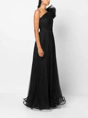 ANA RADU Floral-appliqué One-shoulder Gown