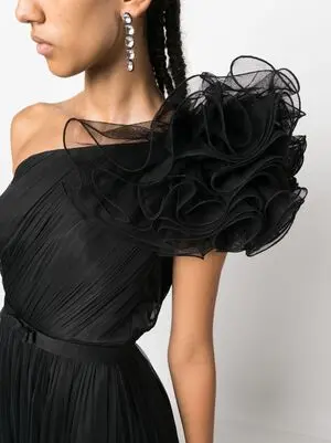 ANA RADU Floral-appliqué One-shoulder Gown