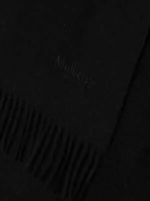 Mulberry Embroidered-logo Fringed Scarf