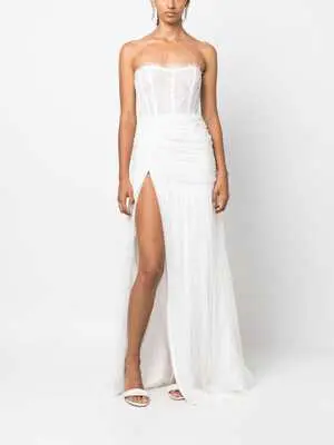 ANA RADU Corset-style Draped Maxi Dress - White