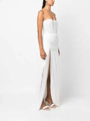 ANA RADU Corset-style Draped Maxi Dress - White