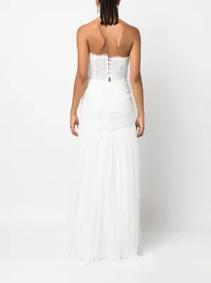 ANA RADU Corset-style Draped Maxi Dress - White