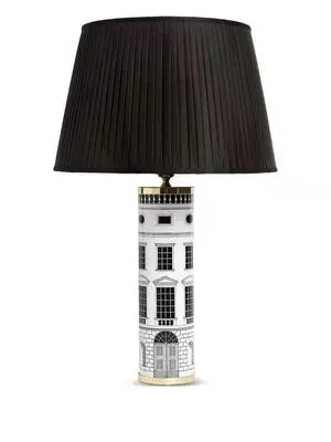 FORNASETTI Conical Pleated-shade Building-print Lampshade - Black