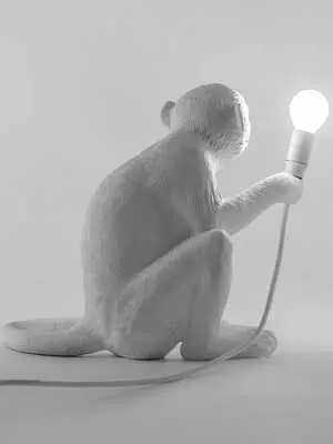 SELETTI Monkey Sitting Lamp - White