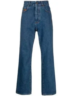 MSGM Logo-embroidered Straight-leg Jeans - Blue