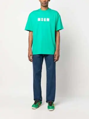MSGM Logo-embroidered Straight-leg Jeans - Blue
