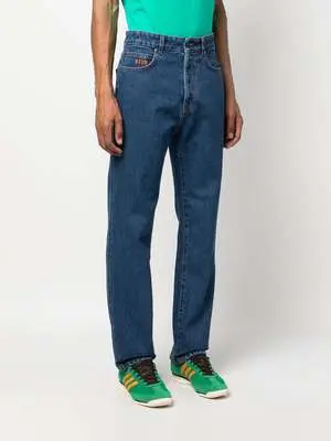 MSGM Logo-embroidered Straight-leg Jeans - Blue