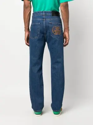MSGM Logo-embroidered Straight-leg Jeans - Blue