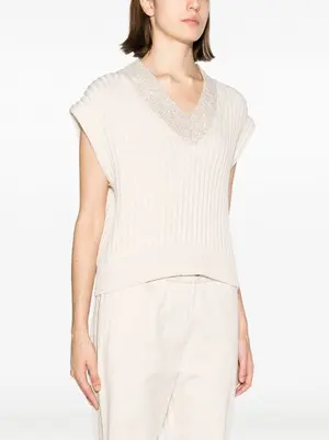 Brunello Cucinelli Sequin-embellished Knitted Top