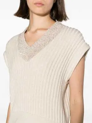 Brunello Cucinelli Sequin-embellished Knitted Top