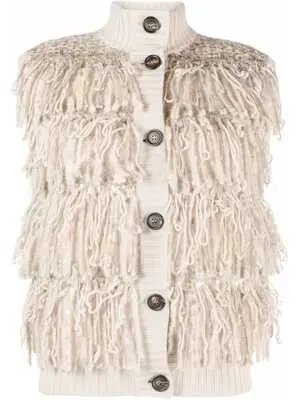 Brunello Cucinelli Fringes Sleeveless Cardigan