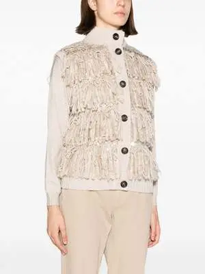 Brunello Cucinelli Fringes Sleeveless Cardigan