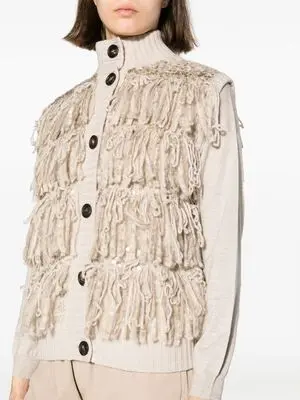 Brunello Cucinelli Fringes Sleeveless Cardigan