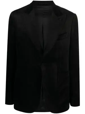 LARDINI Brooch-detail Single-breasted Blazer - Black