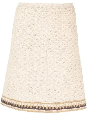 Tory Burch High-waisted Knitted Skirt - Neutrals