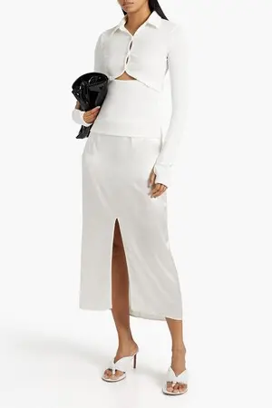 Helmut Lang Cutout Ribbedknit Polo Shirt