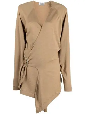 Attico Hurely Wrap Minidress - Brown