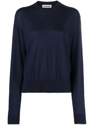 JIL SANDER Ribbed Crew Neck Jumper - Blue