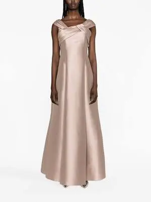 Alberta Ferretti Off-shoulder Satin Gown