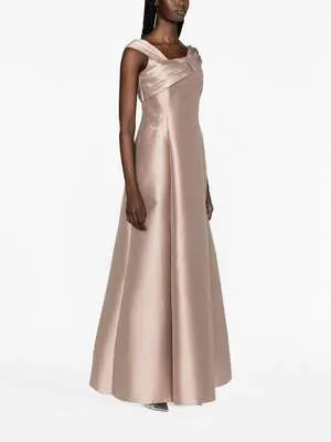 Alberta Ferretti Off-shoulder Satin Gown