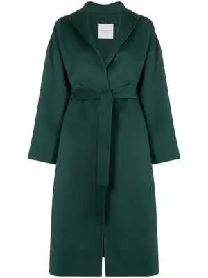 ERMANNO FIRENZE Belted Wool-blend Coat Green