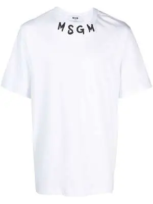 MSGM Logo-lettering Print Cotton T-shirt - White