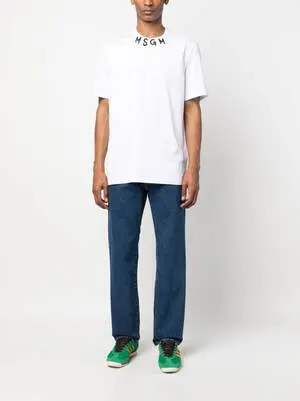 MSGM Logo-lettering Print Cotton T-shirt - White