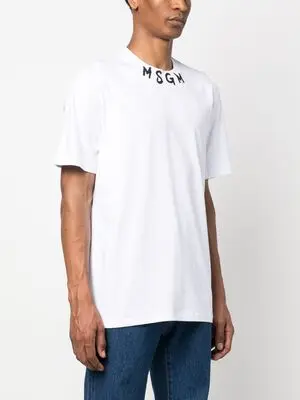 MSGM Logo-lettering Print Cotton T-shirt - White