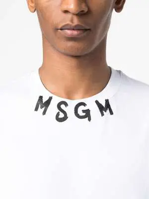 MSGM Logo-lettering Print Cotton T-shirt - White