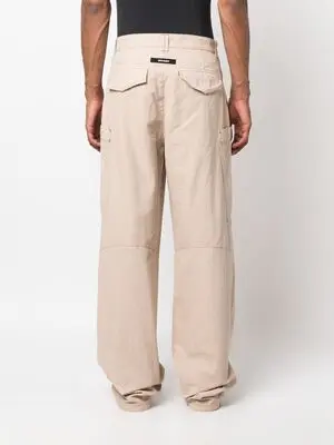Palm Angels Wide-leg Cotton Cargo Trousers